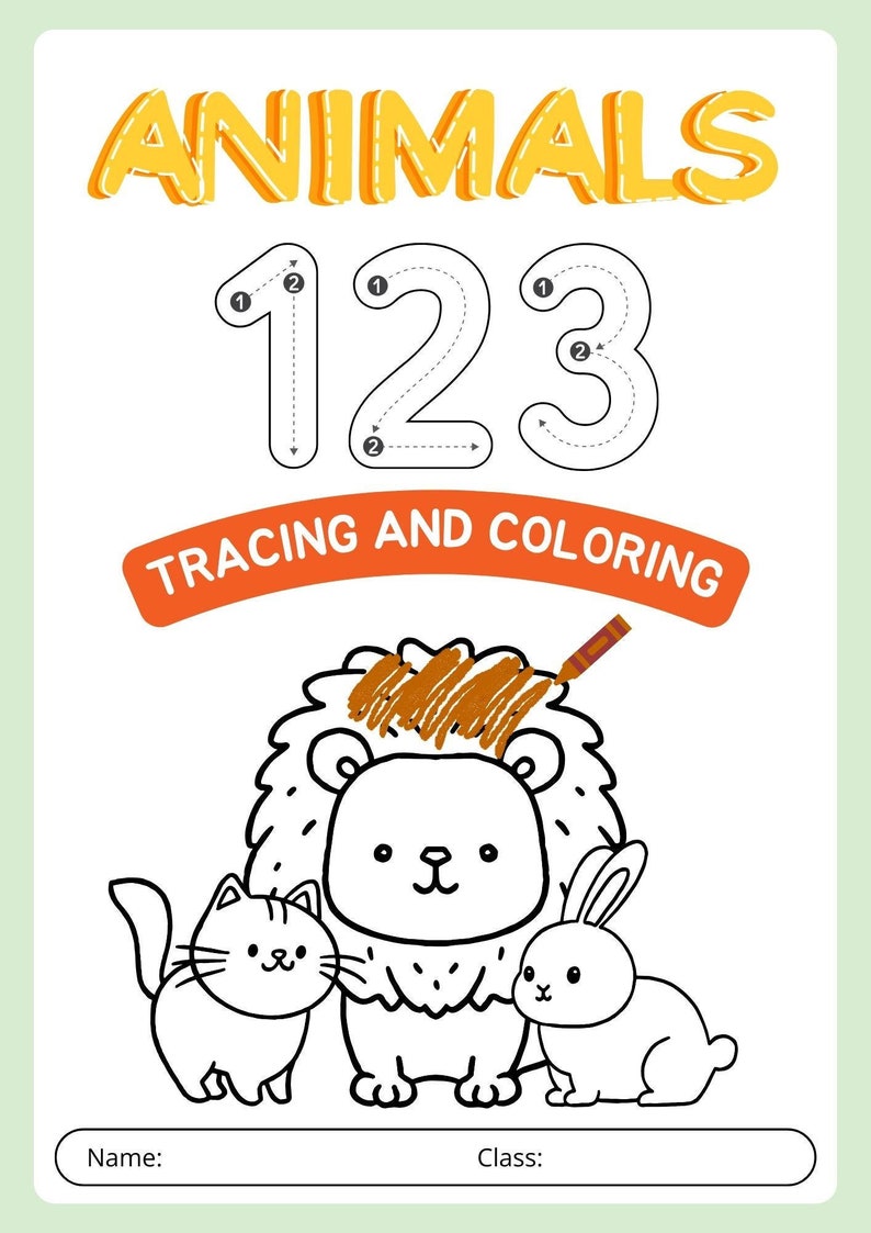 Animal Number Tracing and Coloring Workbook. Homeschool Learning ...