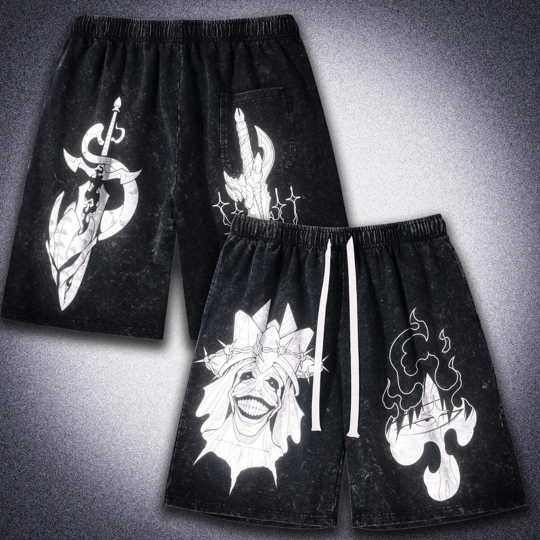 Vintage Anime Shorts, the Faded Shorts, Oversized Premium Double-sided ...
