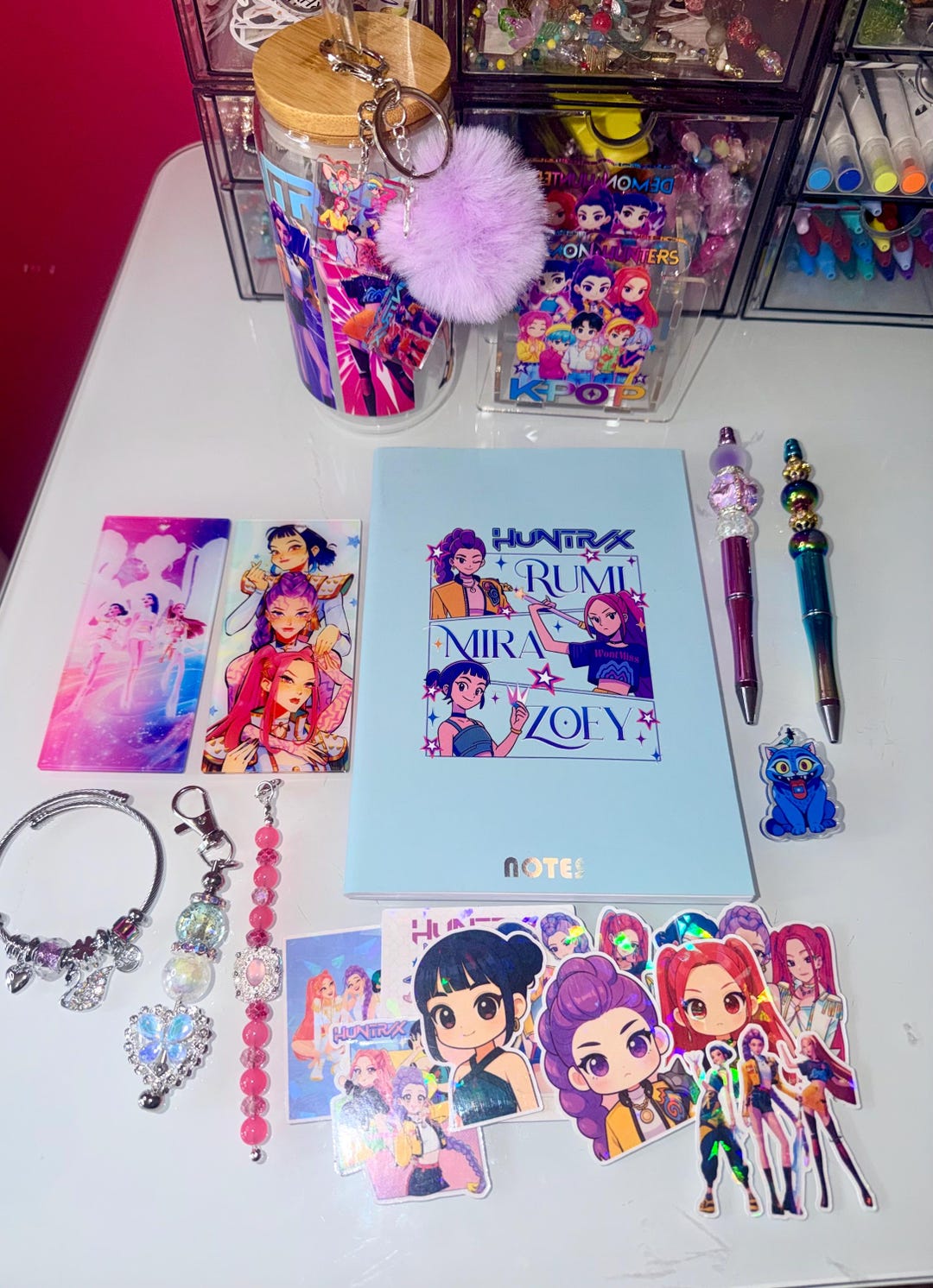 Kpop Demon Hunters Bundle | Beaded Pens, Custom Acrylic Bookmarks ...