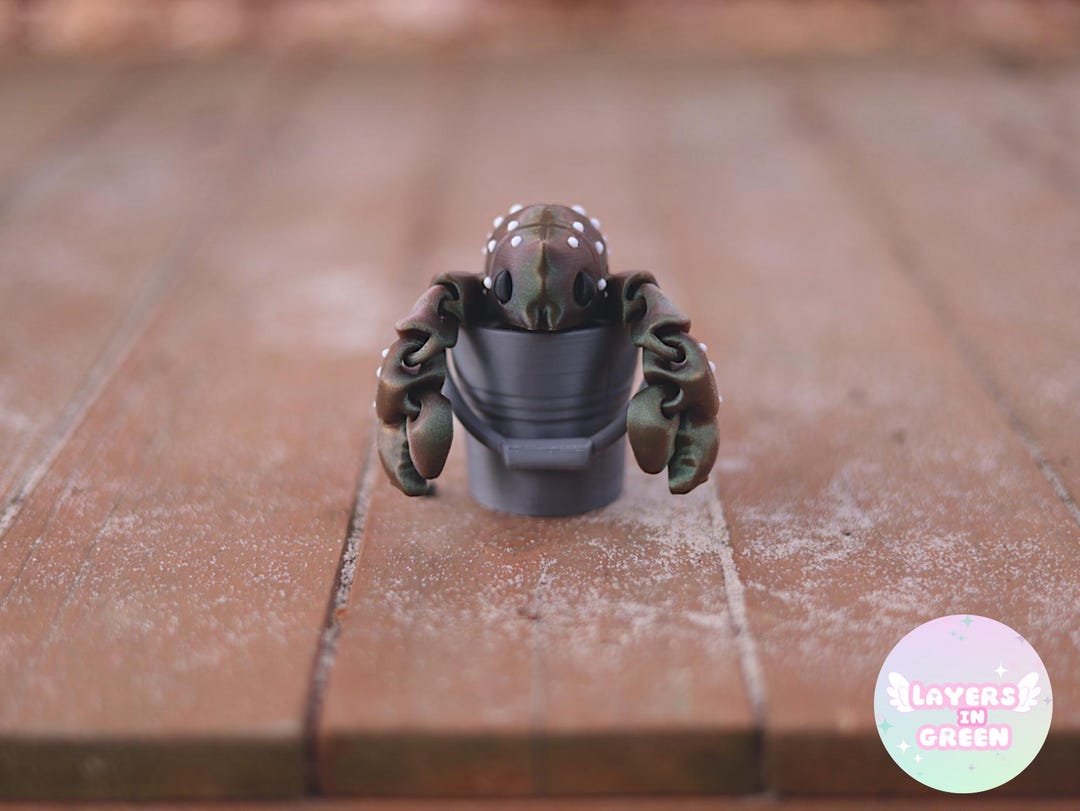 Cute 3D Printed Rock Lobster Fidget Toy With Bucket Designed by Layers ...