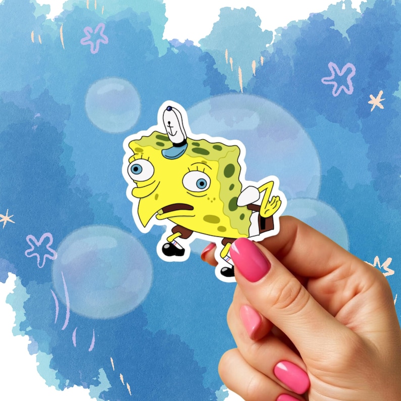 Mocking Spongeob Meme Sticker | Glossy Finish | Hand-drawn | Water ...