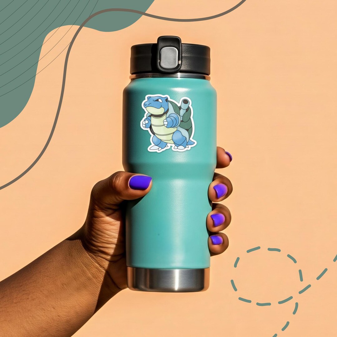 Blastoise Pokemon Sticker | Glossy or Holographic Finish | Hand-drawn ...