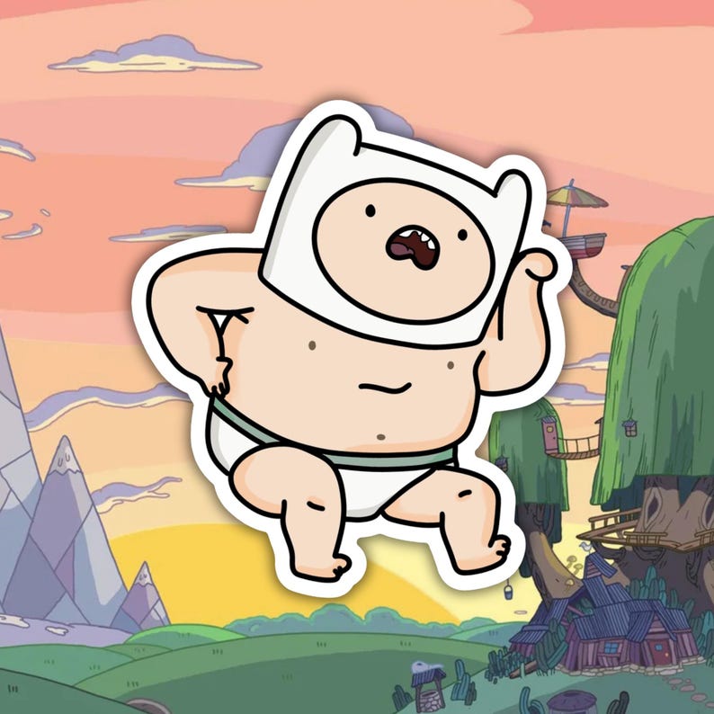 Finn the Human Adventure Time Meme Sticker | Glossy Finish | Hand-drawn ...