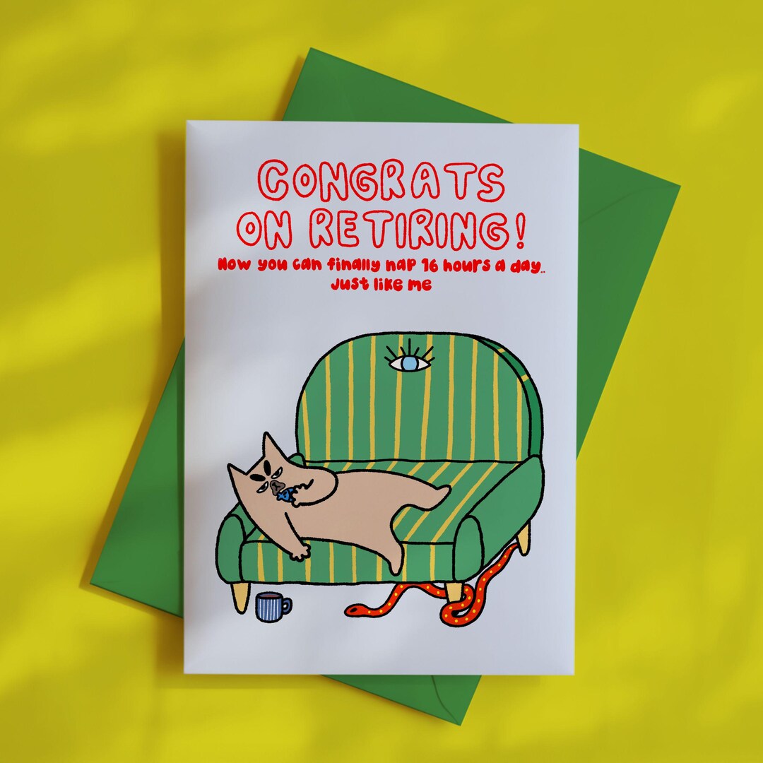 Funny Cat Retirement Card, Sleeping Cat (digital Download) - Etsy UK