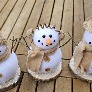 Adorable Set of 3 Snowmen Woodland Rustic Traditional Trendy Holiday ...