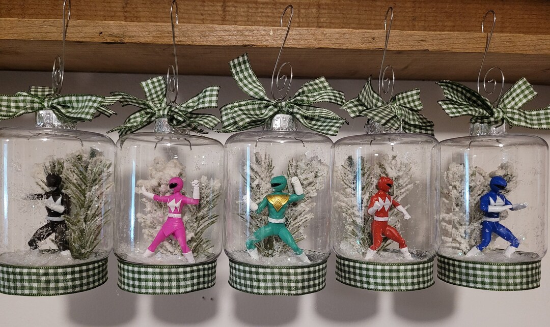 Go Go Power Rangers Adorable Set of 5 Christmas Tree Ornaments Pink ...