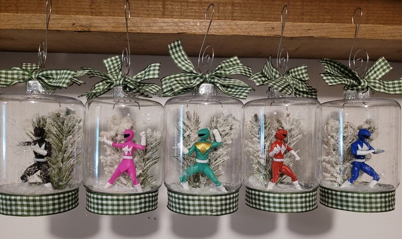 Go Go Power Rangers Adorable Set of 5 Christmas Tree Ornaments Pink ...