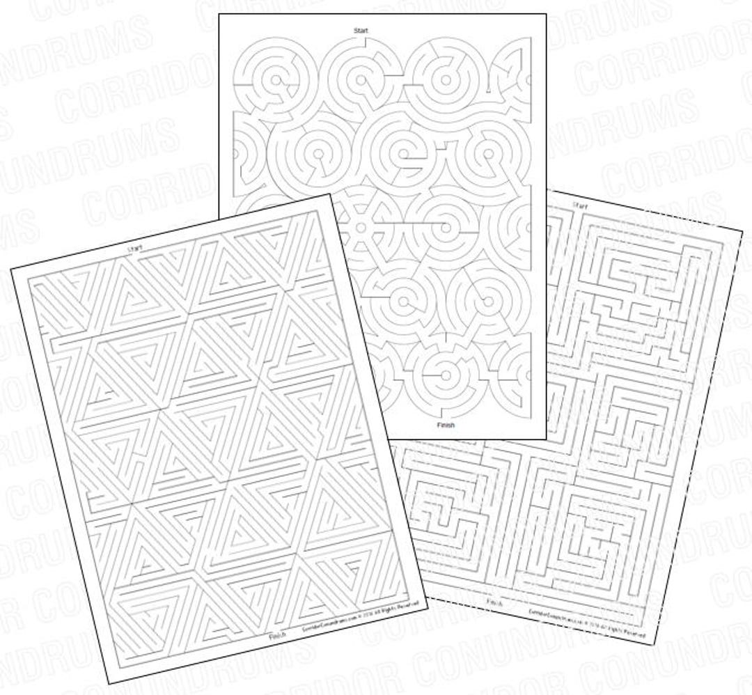 Geometry Maze Bundle - 3 Pack - Circles, Squares, and Triangles With ...