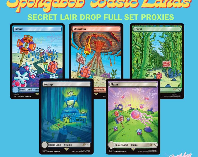 Spongebob Secret Lair Drop Basic Lands FULL SET Magic the Gathering ...
