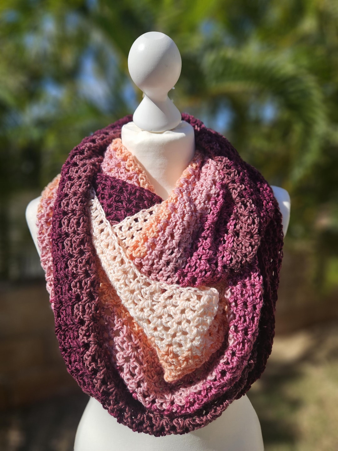 Infinity Crochet Loop Scarf, Very Soft, Light Weight, Ombre Style ...