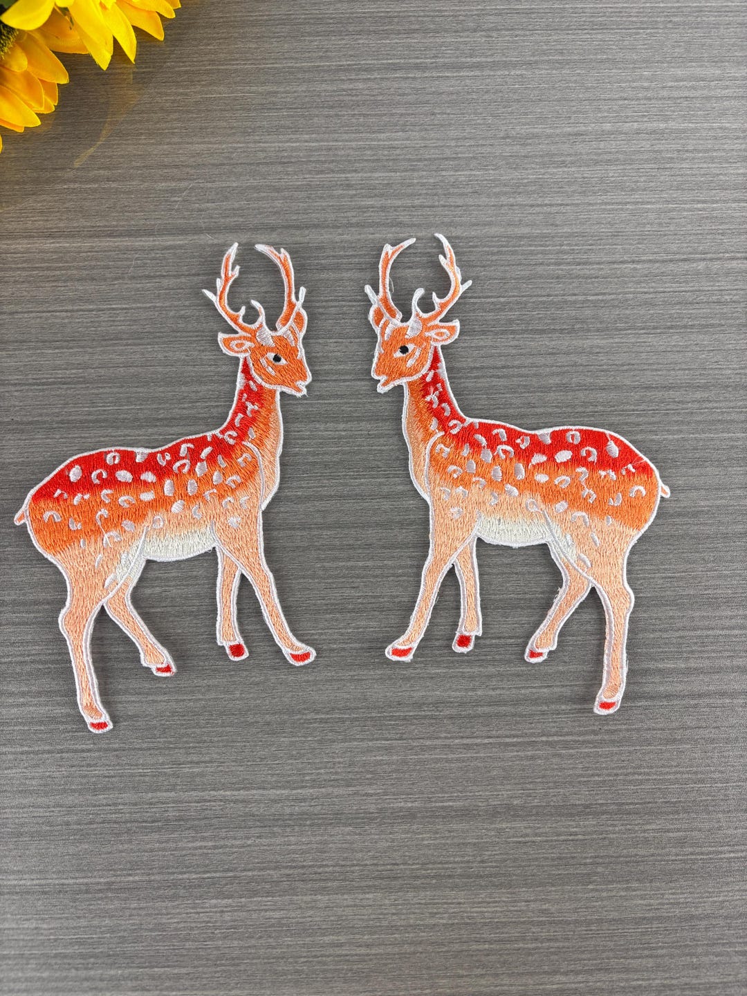 A Pair of Pink Deer Patches, Deer Patches, Iron Patches, Embroidery ...