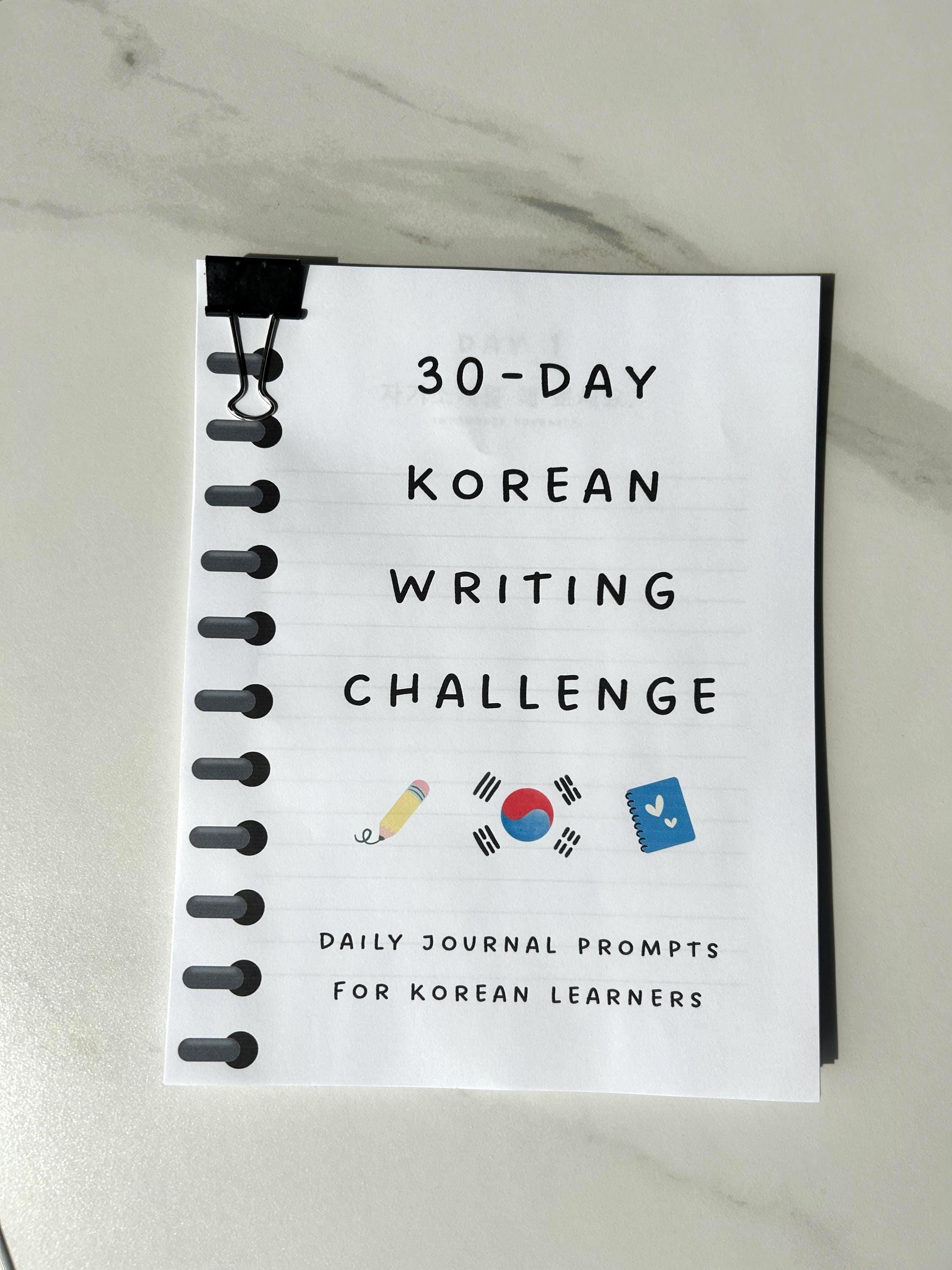 30-day Korean Writing Challenge Journal - Etsy