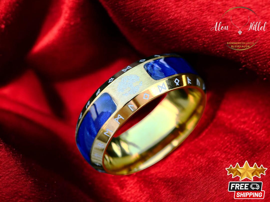 Viking Tree of Life Ring | Norse Runes Band | Wood Resin Amulet ...