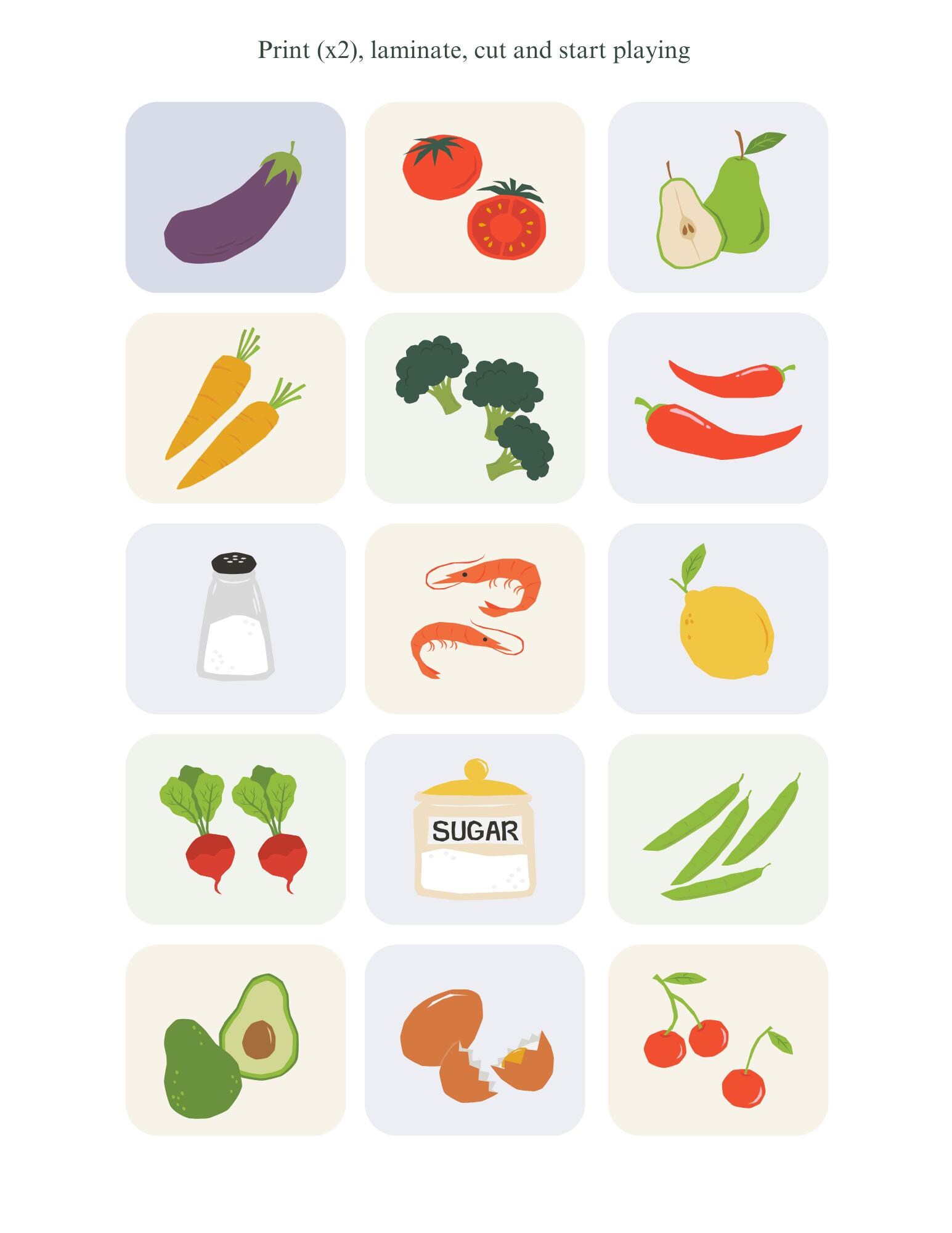 Food Memory Game for Kids and Adults | Fun & Educational - Etsy