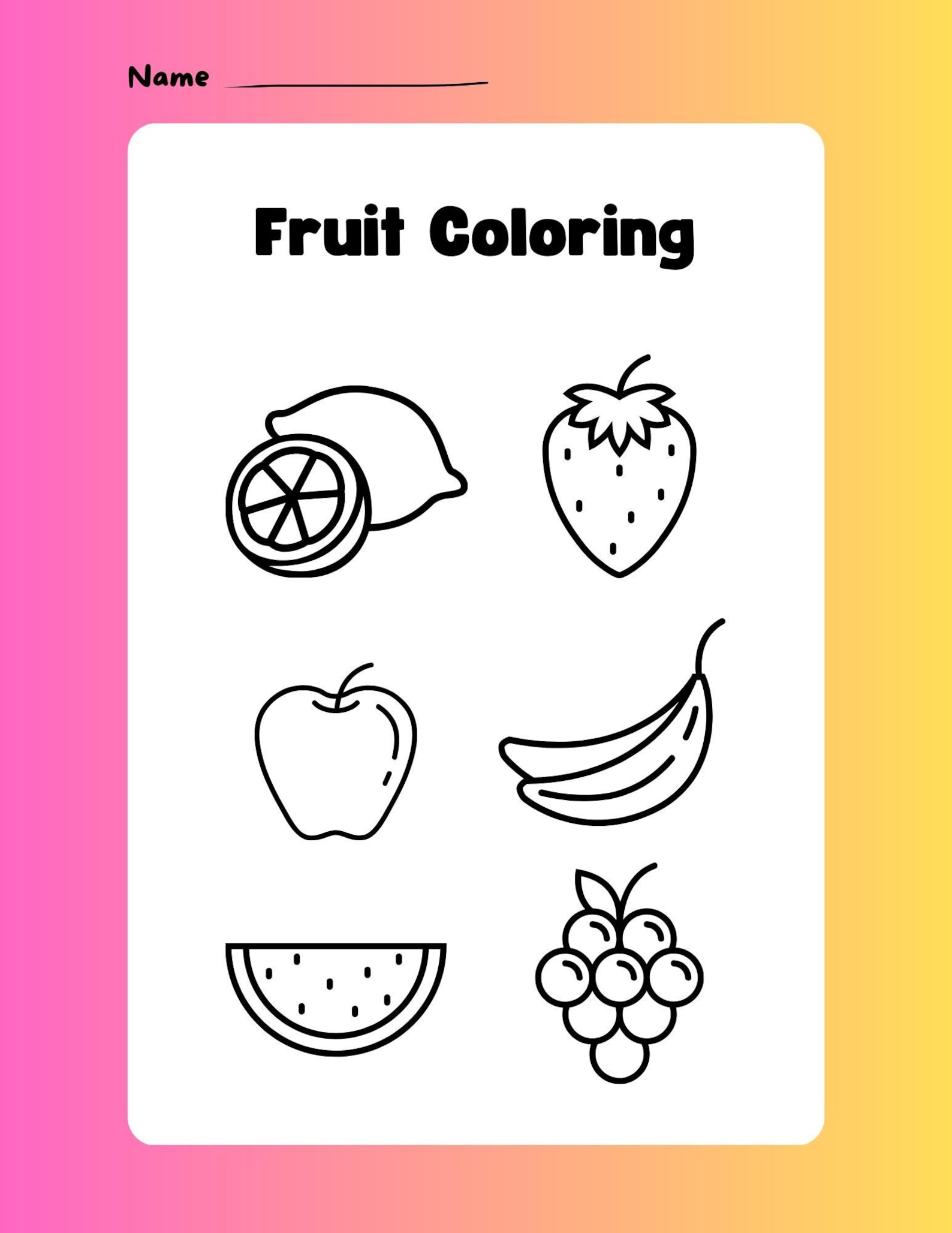 Fruit Coloring Book for Kids and Adults | Fun & Educational - Etsy