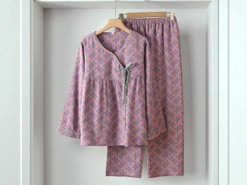 Cotton Pajama Set for Women | Long Sleeve Printed Nightwear | Soft ...
