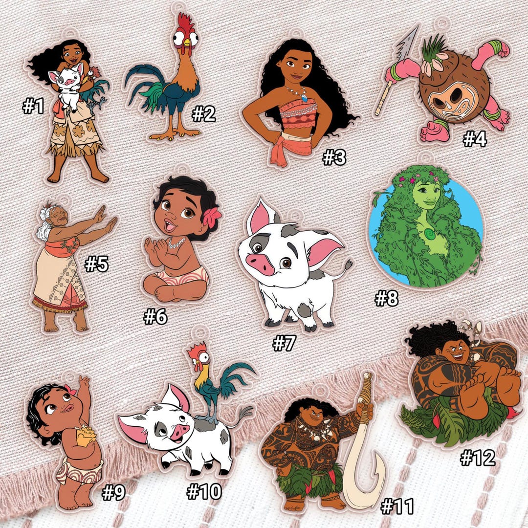 Moana Disney Acrylic Keychain, Chibi Princess Keyring, Moana Keychain ...