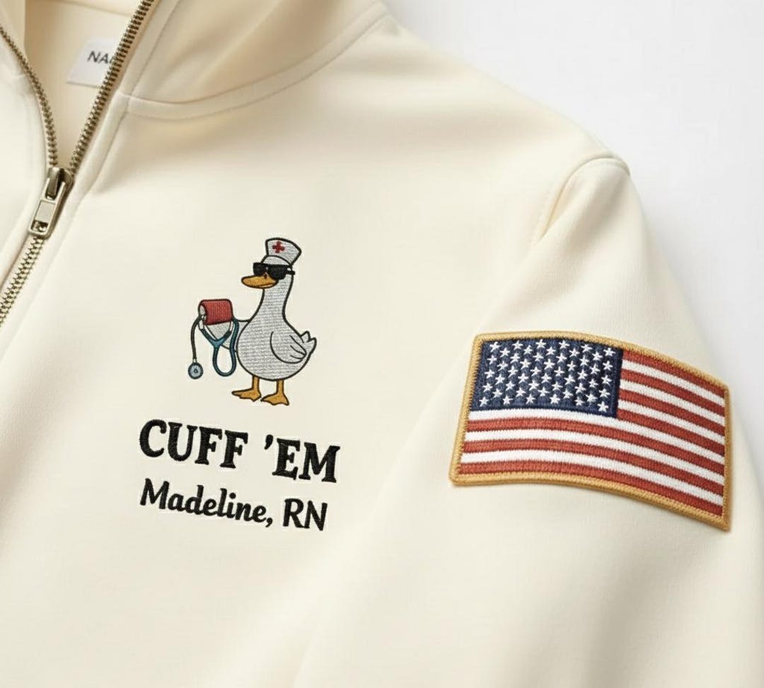 Funny Nurse Embroidery Design, Cute Nurse Goose Machine Embroidery File ...