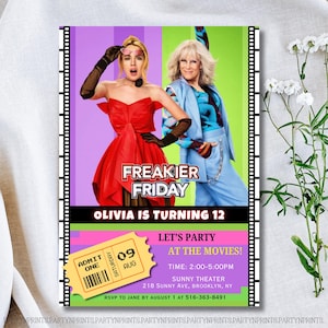 Editable Freakier Friday Movie Ticket Birthday Party Invitation ...