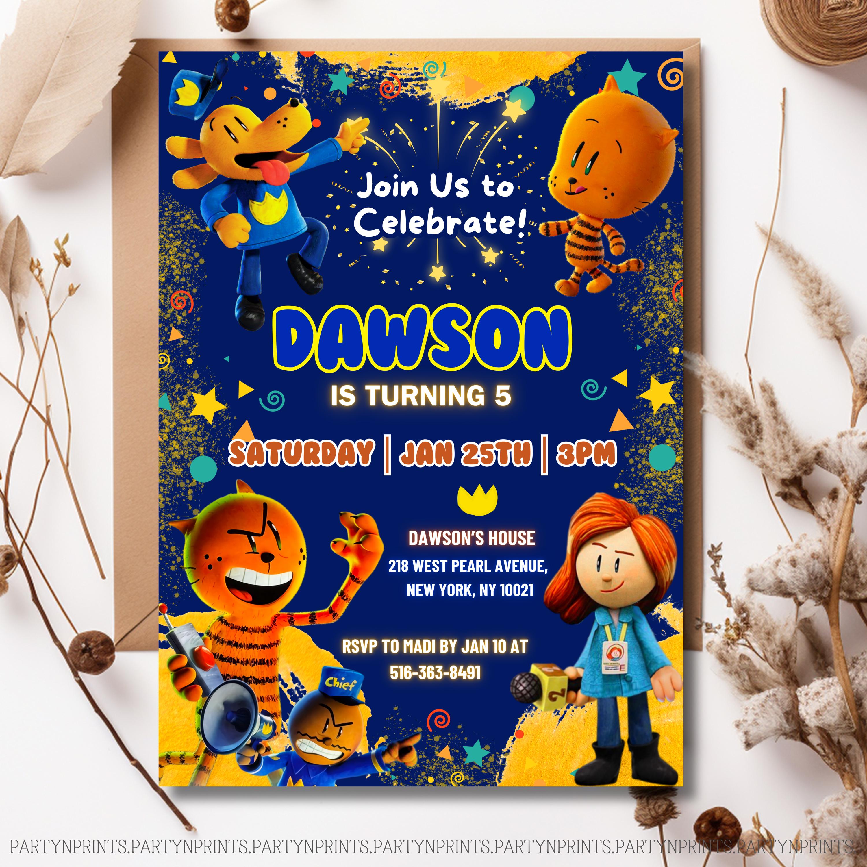 Editable Dog Man Birthday Invitation, Dog Man Invitation, Editable Kids ...