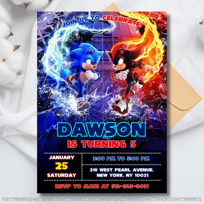 Editable Sonic 3 Invitation,sonic 3 Birthday Template,sonic Birthday ...