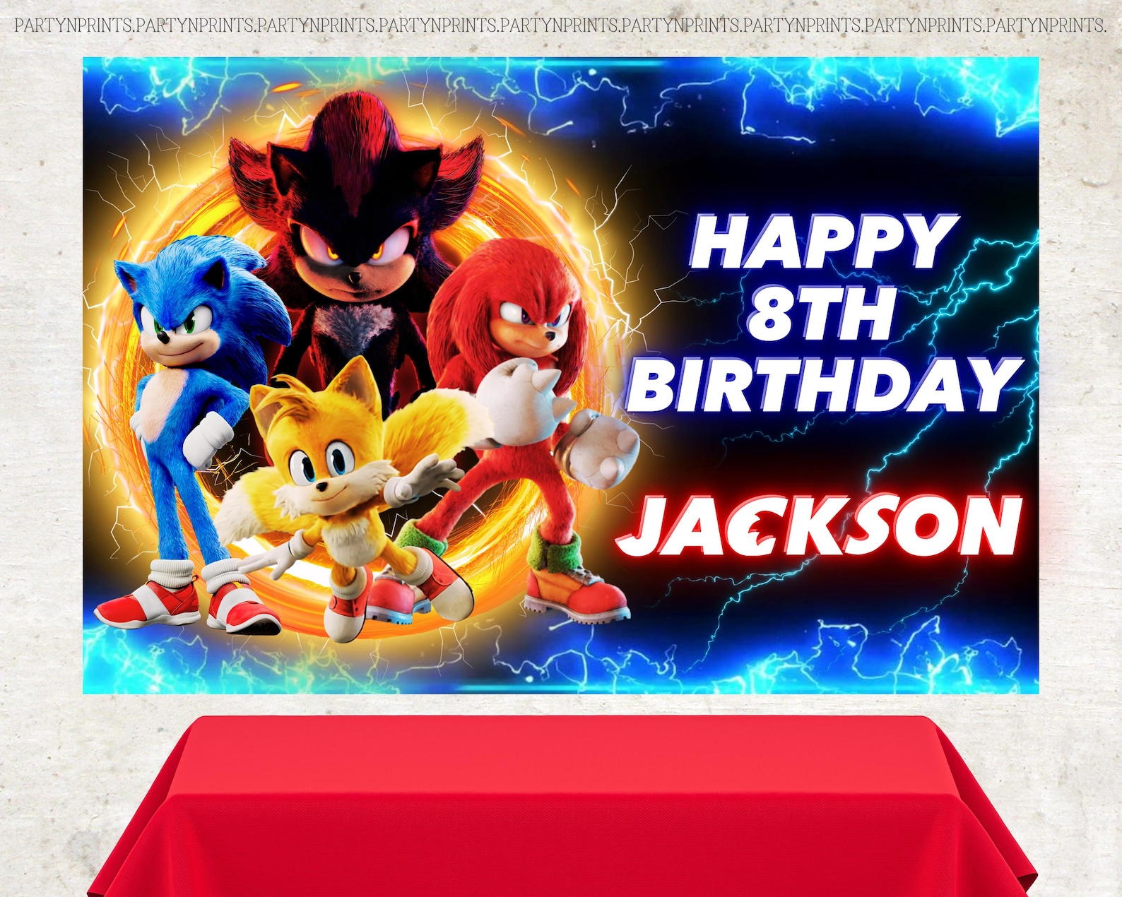 Sonic 3 Birthday Backdrop, Sonic the Hedgehog 3 Birthday Party Backdrop ...