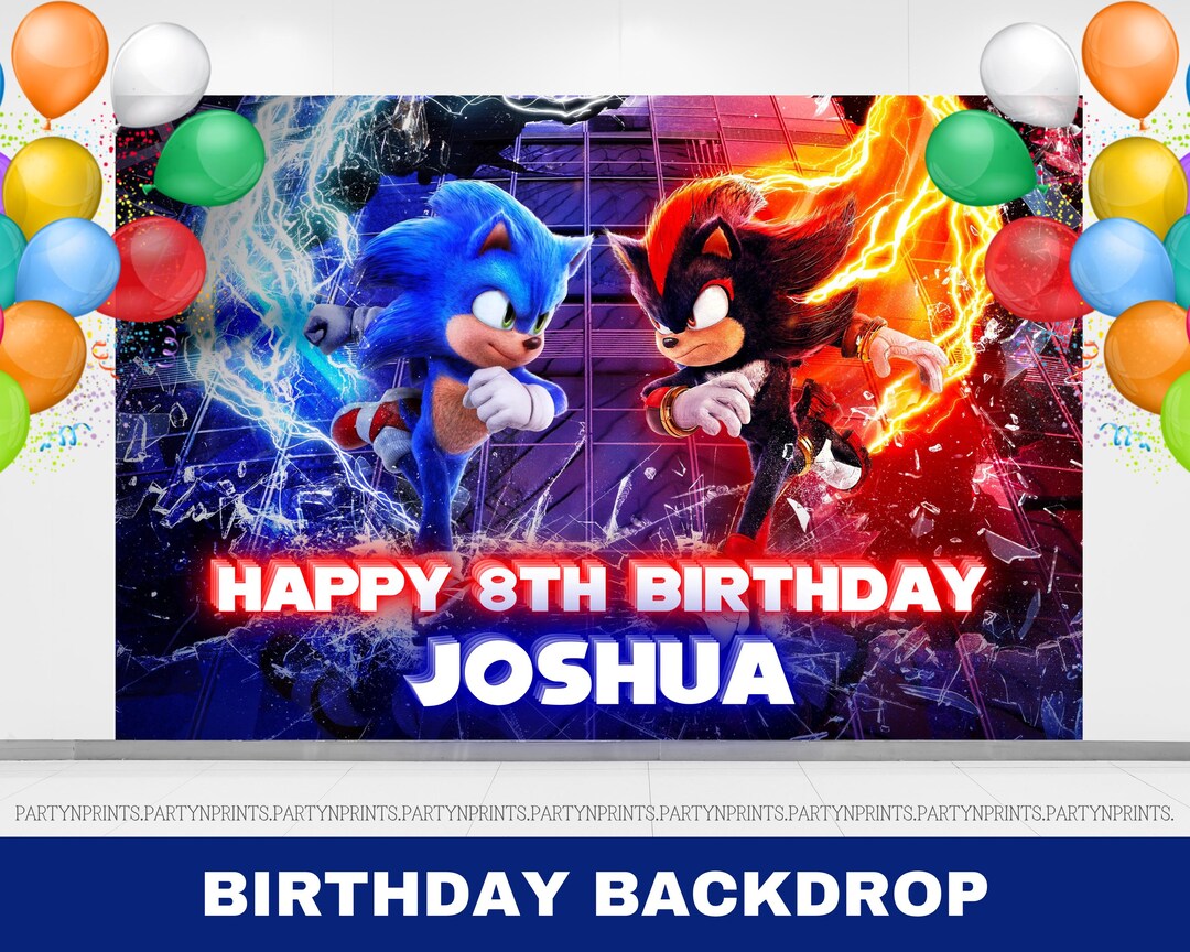 Sonic 3 Birthday Backdrop, Sonic the Hedgehog 3 Birthday Party Backdrop ...