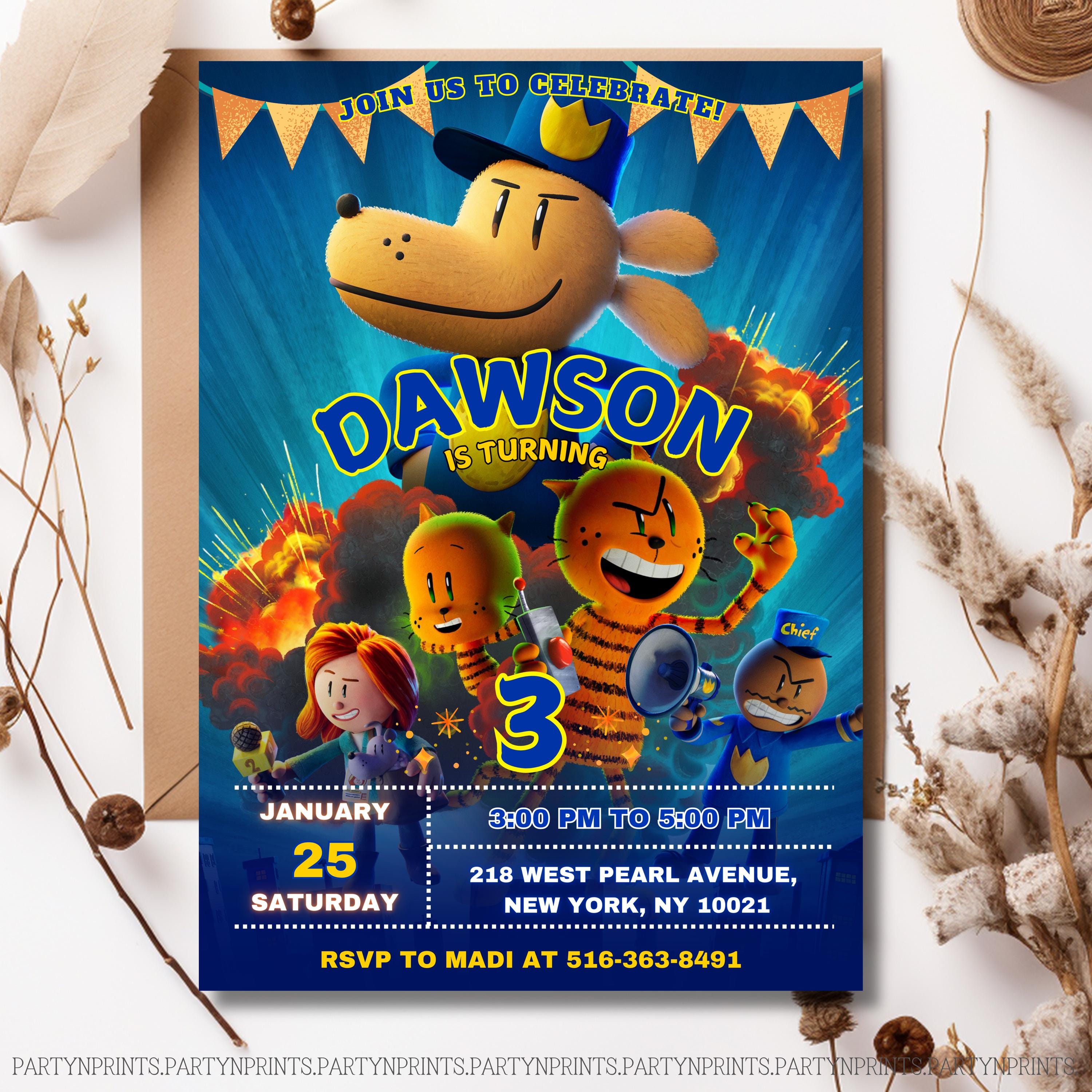 Editable Dog Man Birthday Invitation, Dog Man Invitation, Editable Kids ...