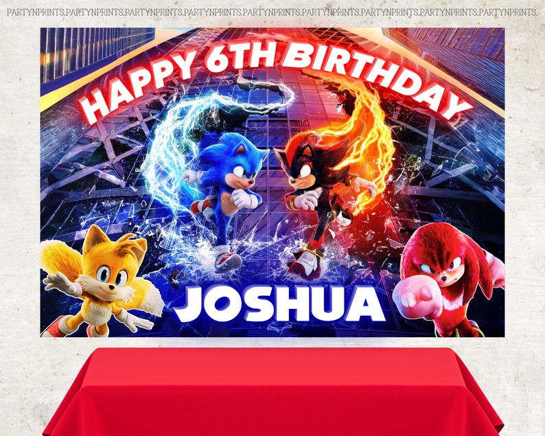 Sonic 3 Birthday Backdrop, Sonic the Hedgehog 3 Birthday Party Backdrop ...