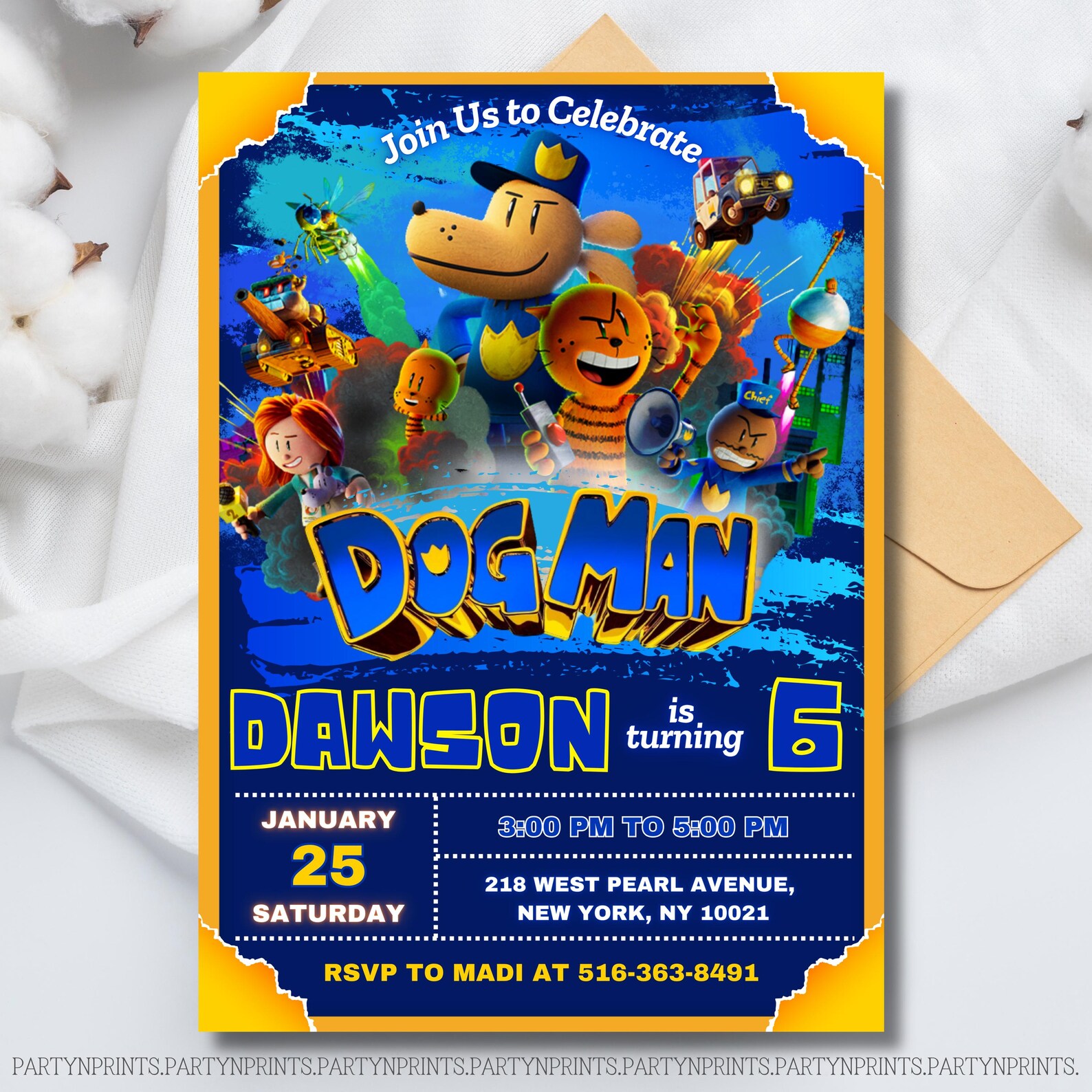 Editable Dog Man Birthday Invitation, Dog Man Invitation, Editable Kids ...