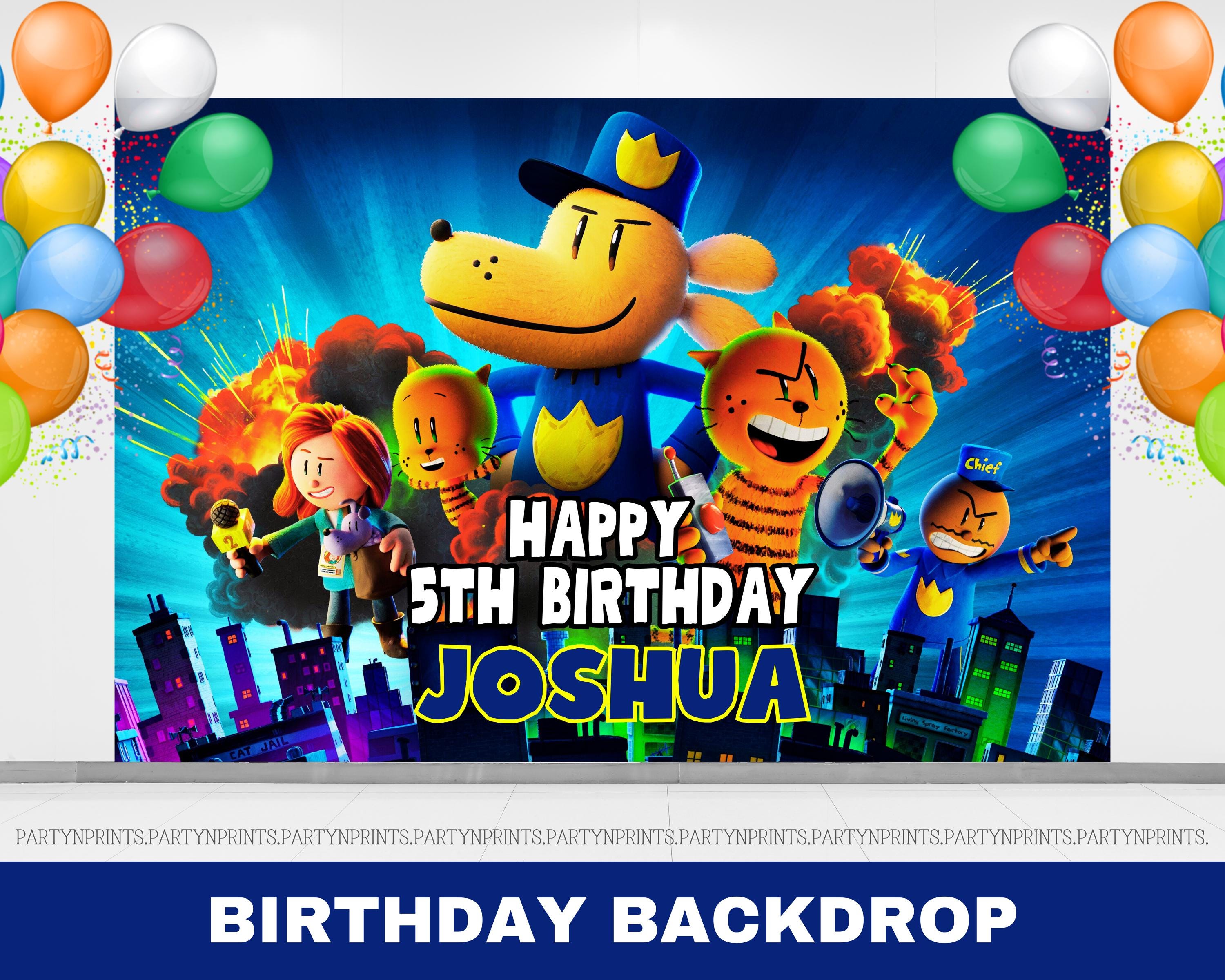 Dog Man Birthday Backdrop, Dog Man Birthday Party, Kids Birthday ...