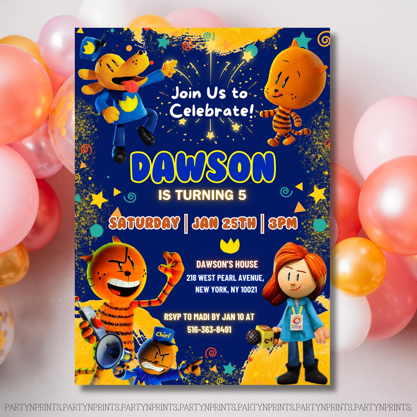Editable Dog Man Birthday Invitation, Dog Man Invitation, Editable Kids ...