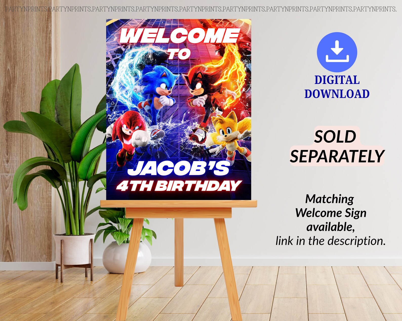 Sonic 3 Birthday Backdrop, Sonic the Hedgehog 3 Birthday Party Backdrop ...