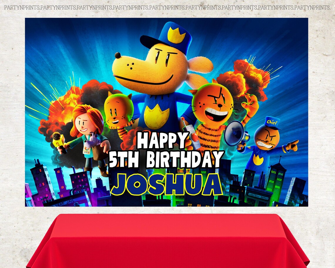 Dog Man Birthday Backdrop, Dog Man Birthday Party, Kids Birthday ...