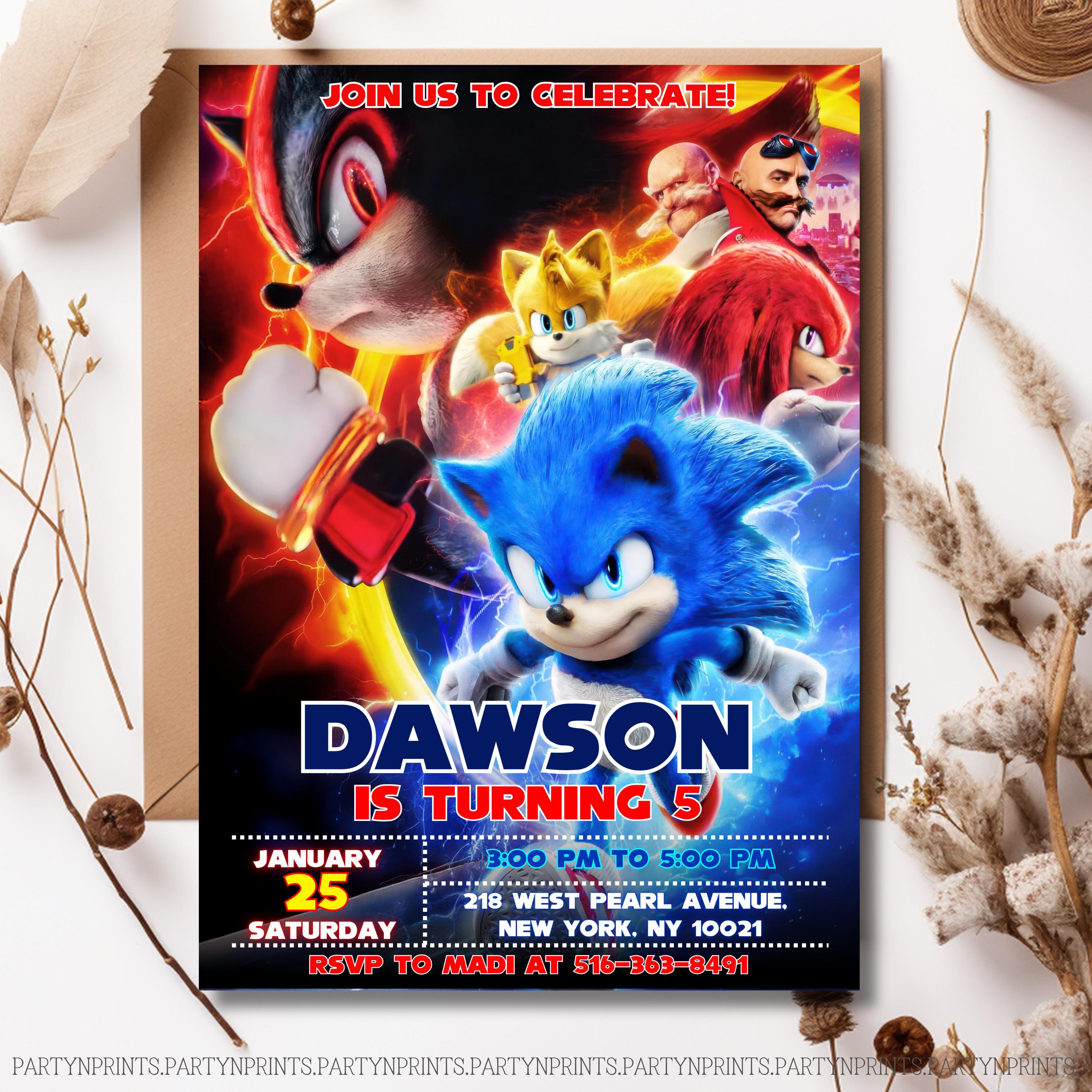 Editable Sonic 3 Invitation,sonic 3 Birthday Template,sonic Birthday ...