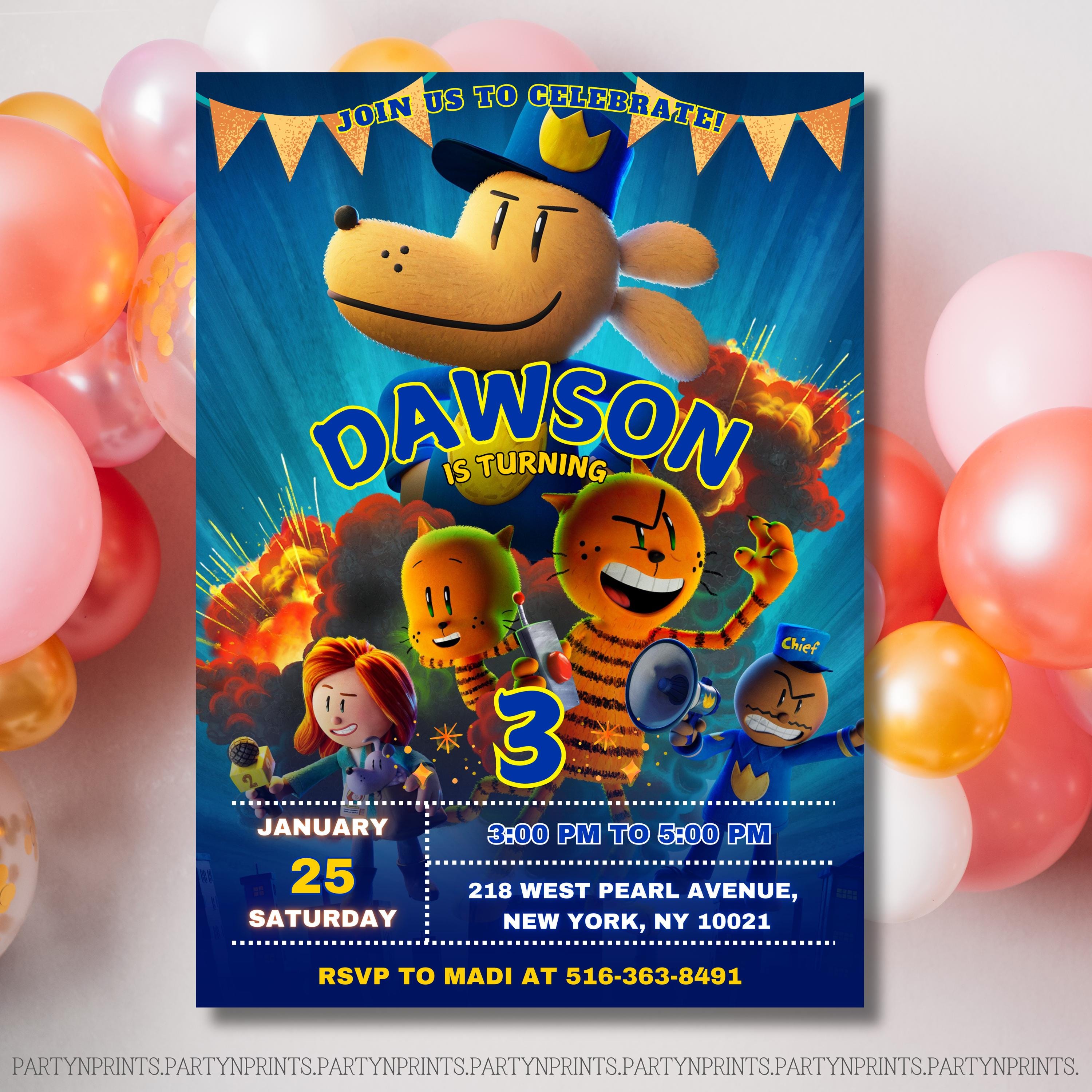 Editable Dog Man Birthday Invitation, Dog Man Invitation, Editable Kids ...