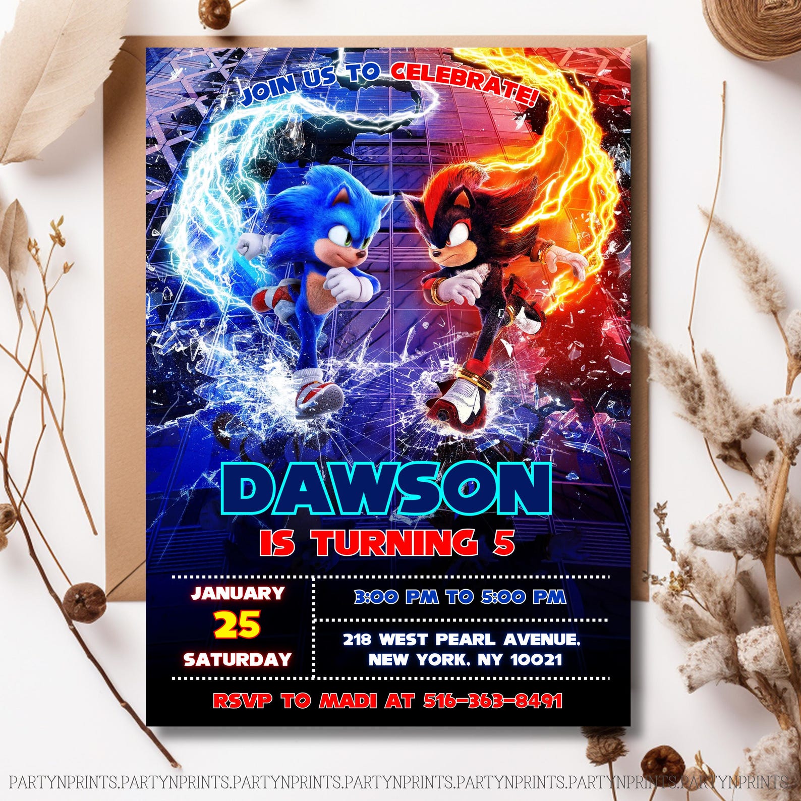 Editable Sonic 3 Invitation,sonic 3 Birthday Template,sonic Birthday ...