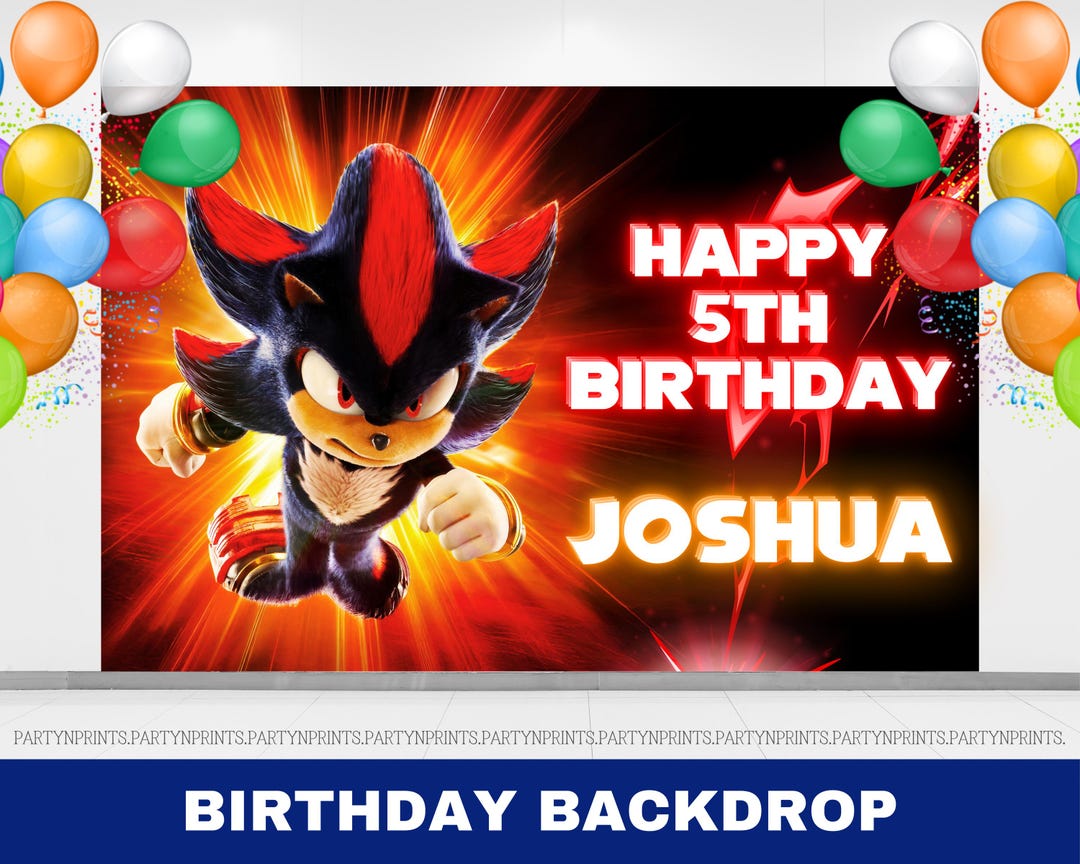 Shadow the Hedgehog Birthday Backdrop, Sonic 3 Birthday Party Backdrop ...