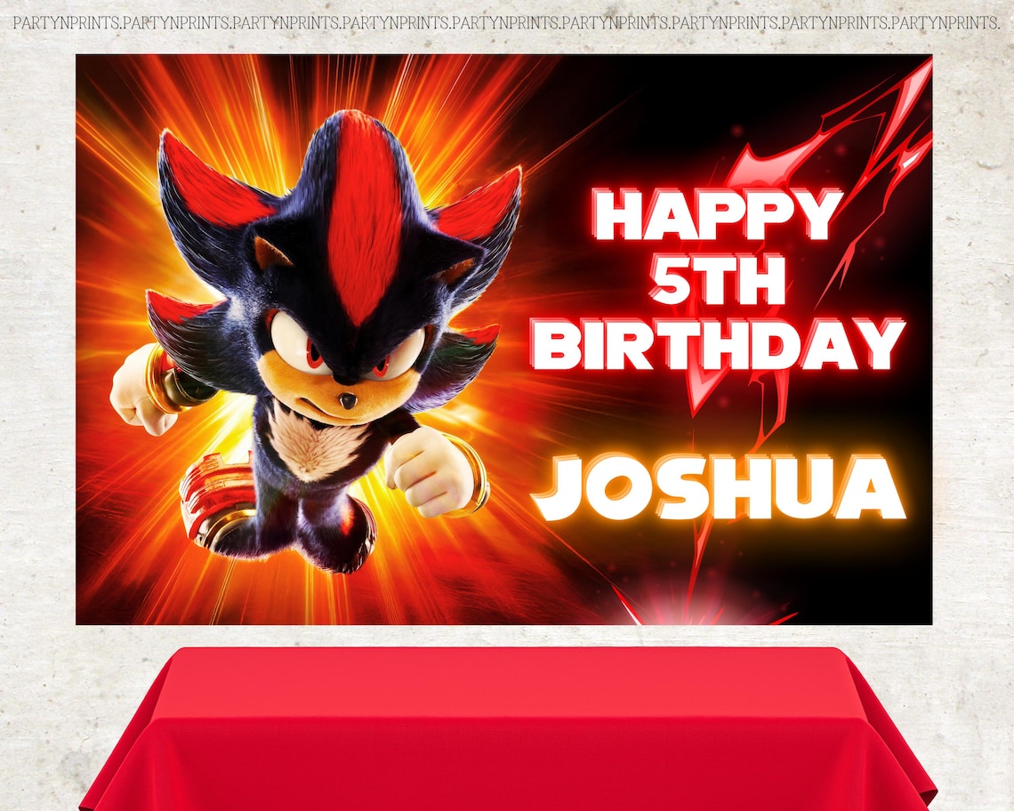 Shadow the Hedgehog Birthday Backdrop, Sonic 3 Birthday Party Backdrop ...