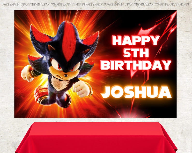 Shadow the Hedgehog Birthday Backdrop, Sonic 3 Birthday Party Backdrop ...