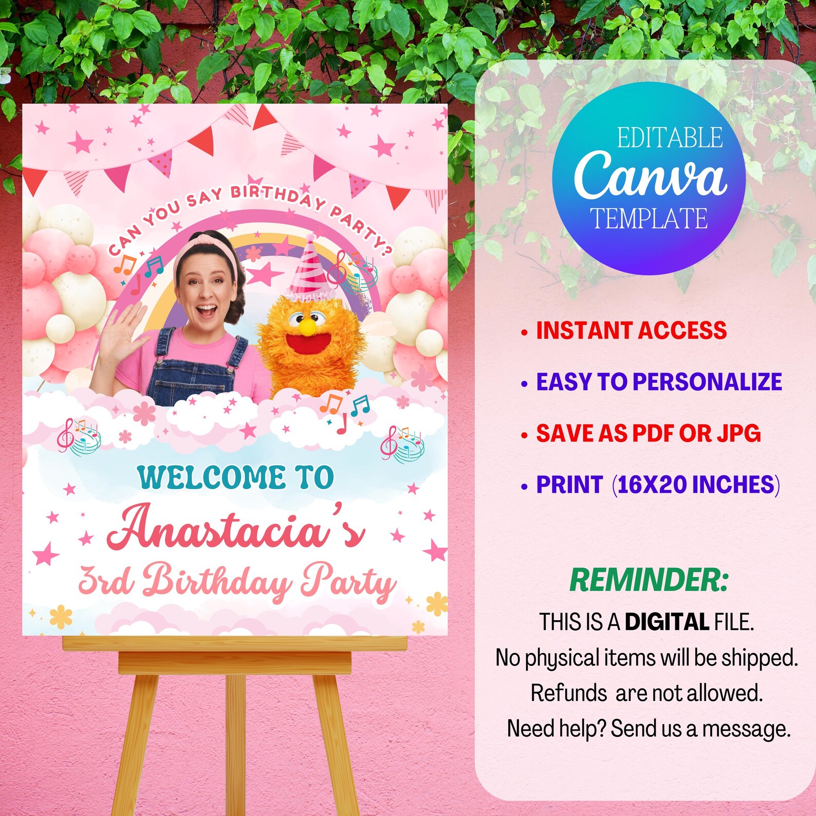 Editable Miss Rachel Welcome Sign, Ms Rachel Banner, Birthday Sign ...
