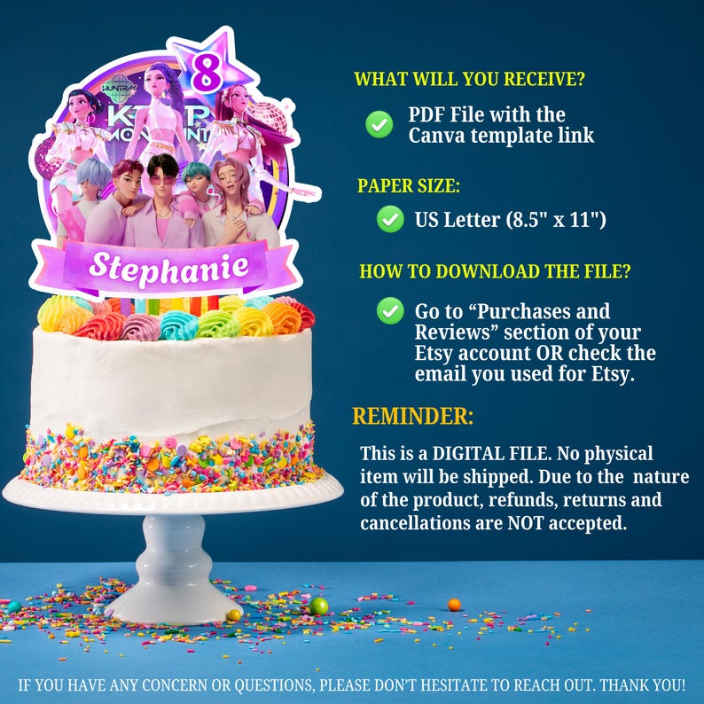 Editable Kpop Demon Hunters Cake Topper, Huntrix Kpop Birthday Toppers ...
