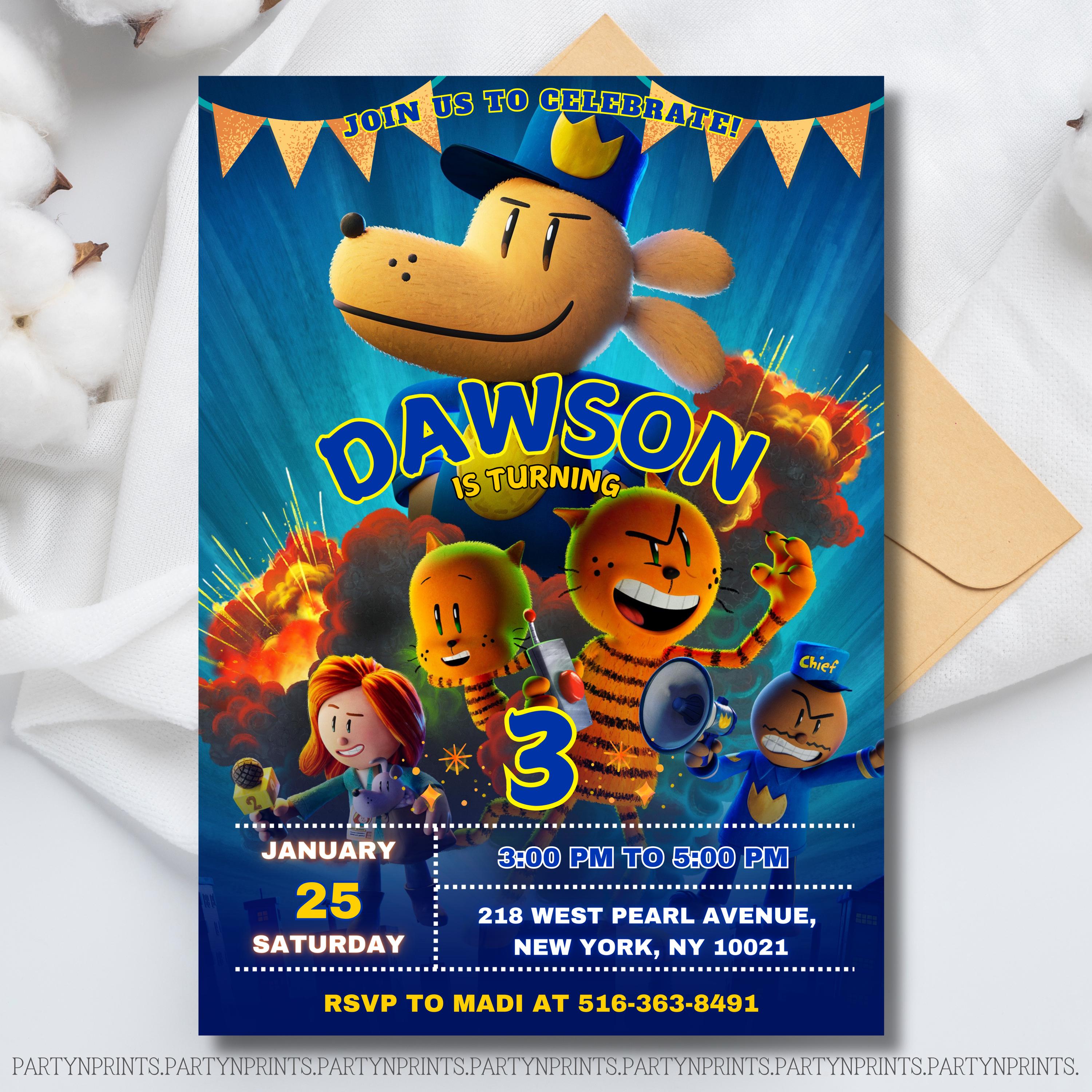 Editable Dog Man Birthday Invitation, Dog Man Invitation, Editable Kids ...