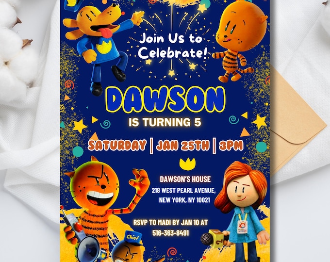 Editable Dog Man Birthday Invitation, Dog Man Invitation, Editable Kids ...