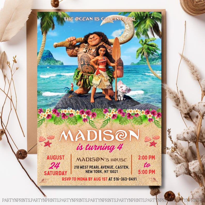Editable Moana 2 Birthday Invitation, Moana Invitation, Editable Kids ...
