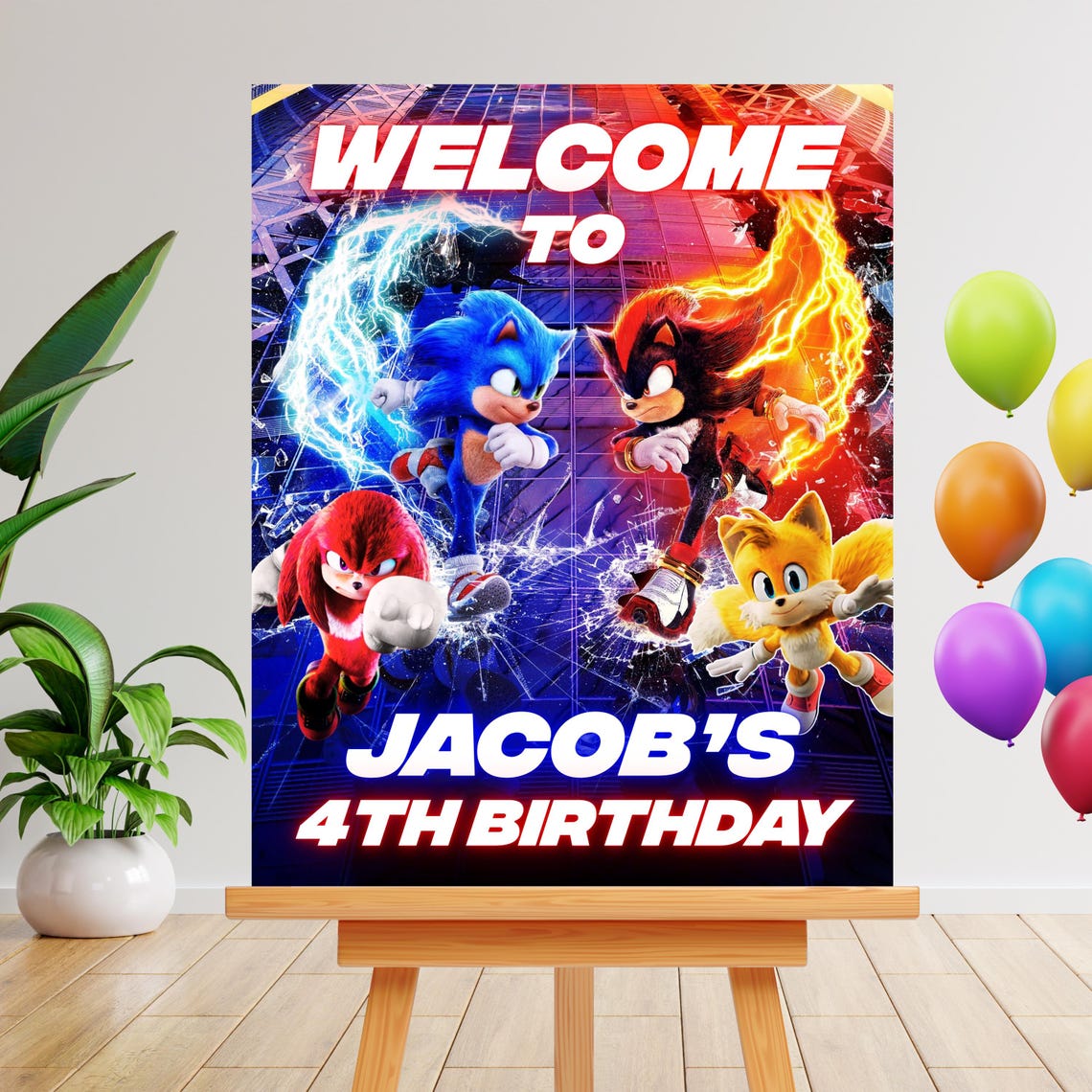 Editable Sonic the Hedgehog Birthday Party Welcome Sign, Sonic Welcome ...