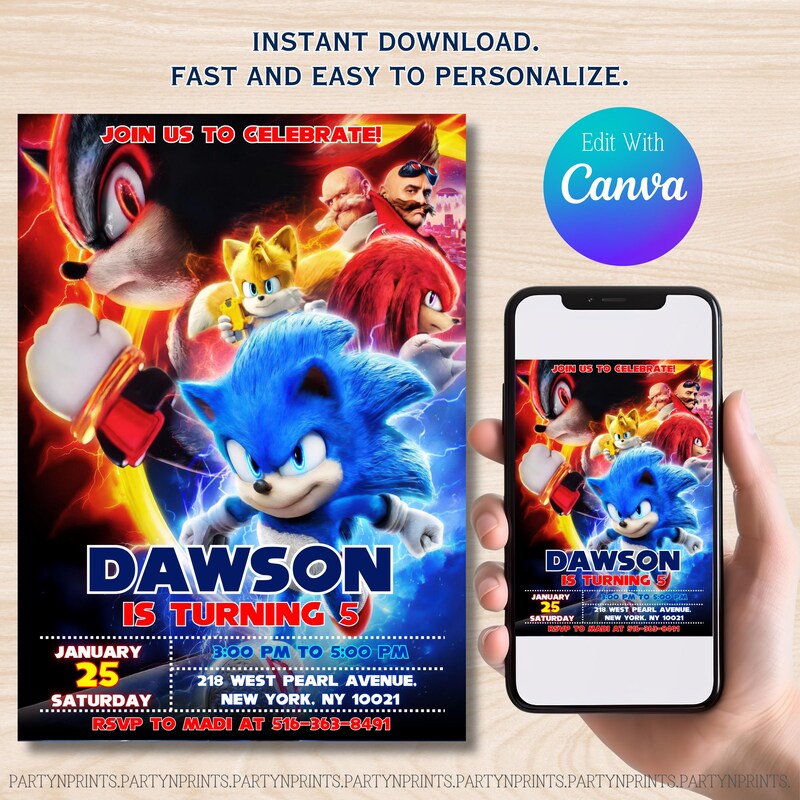 Sonic Birthday Invitation - Etsy