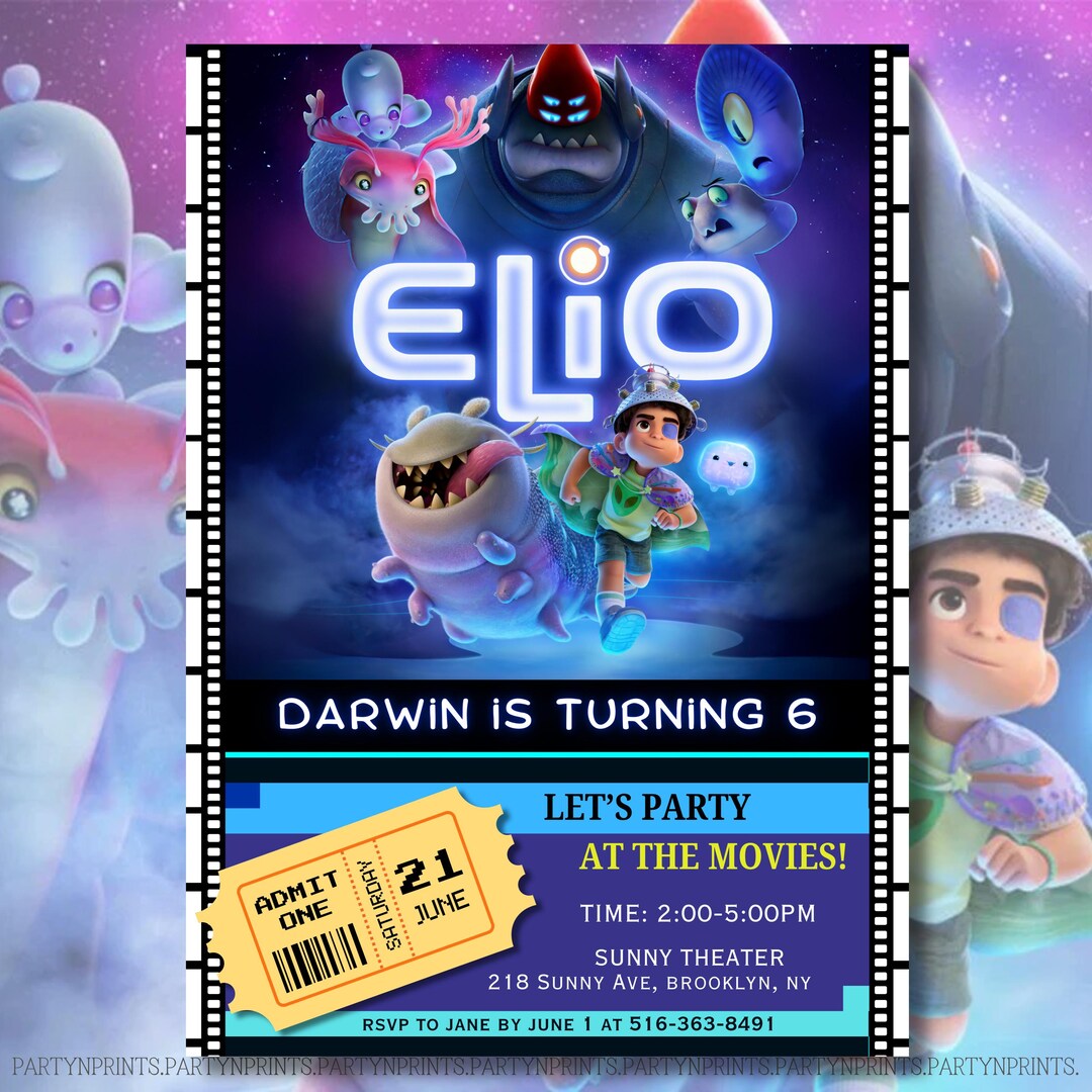 Editable Elio Movie Ticket Birthday Party Invitation, Elio Movie Ticket ...