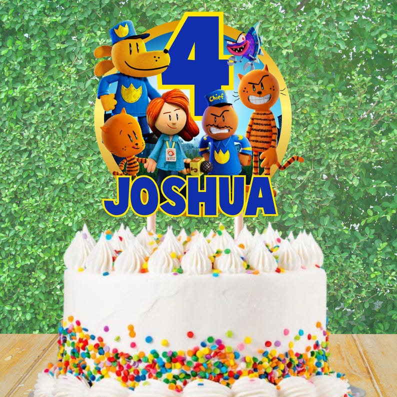 Personalized Dog Man Birthday Cake Topper, Custom Dog Man Cake Topper ...