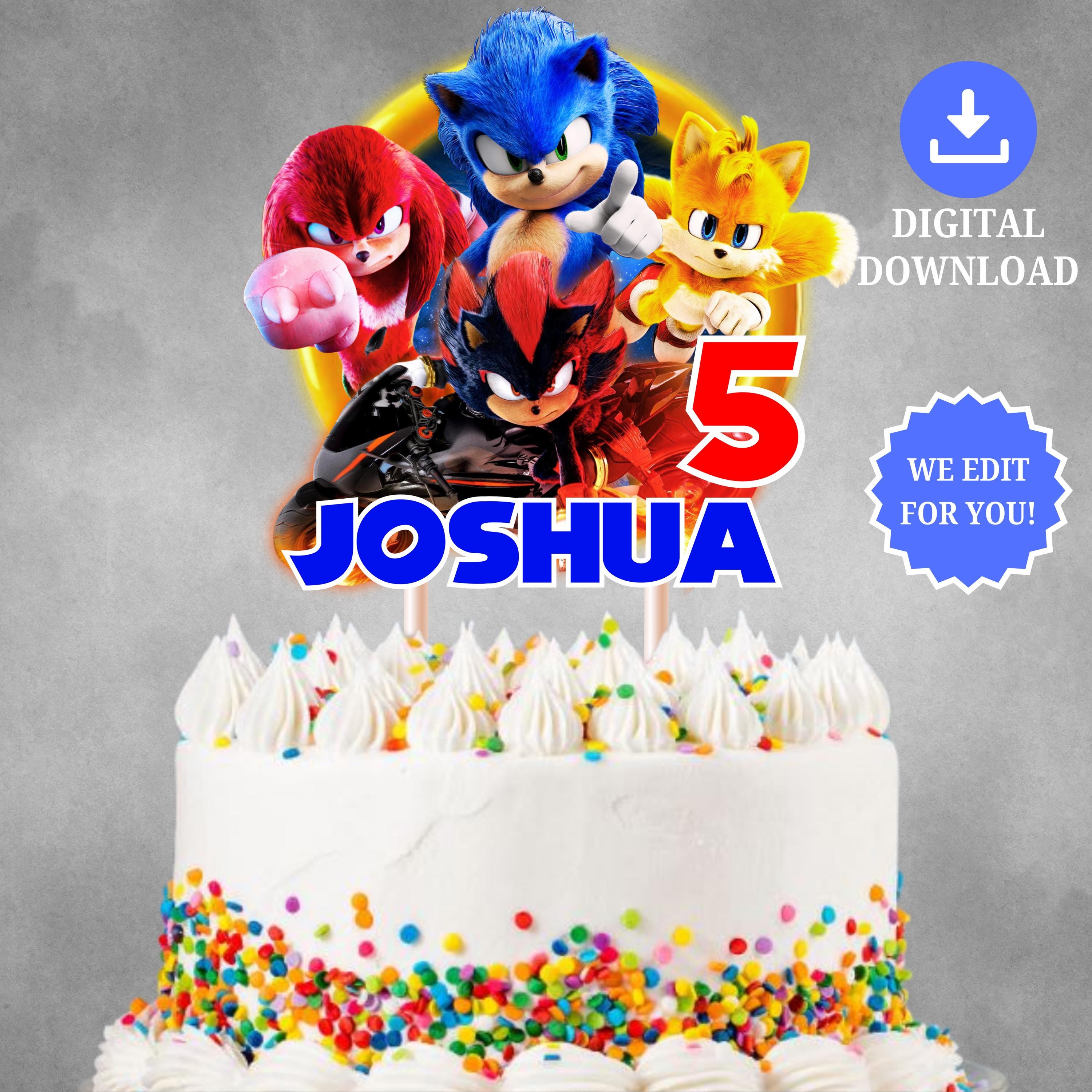 Personalized Sonic 3 Birthday Cake Topper, Custom Sonic Cake Topper ...